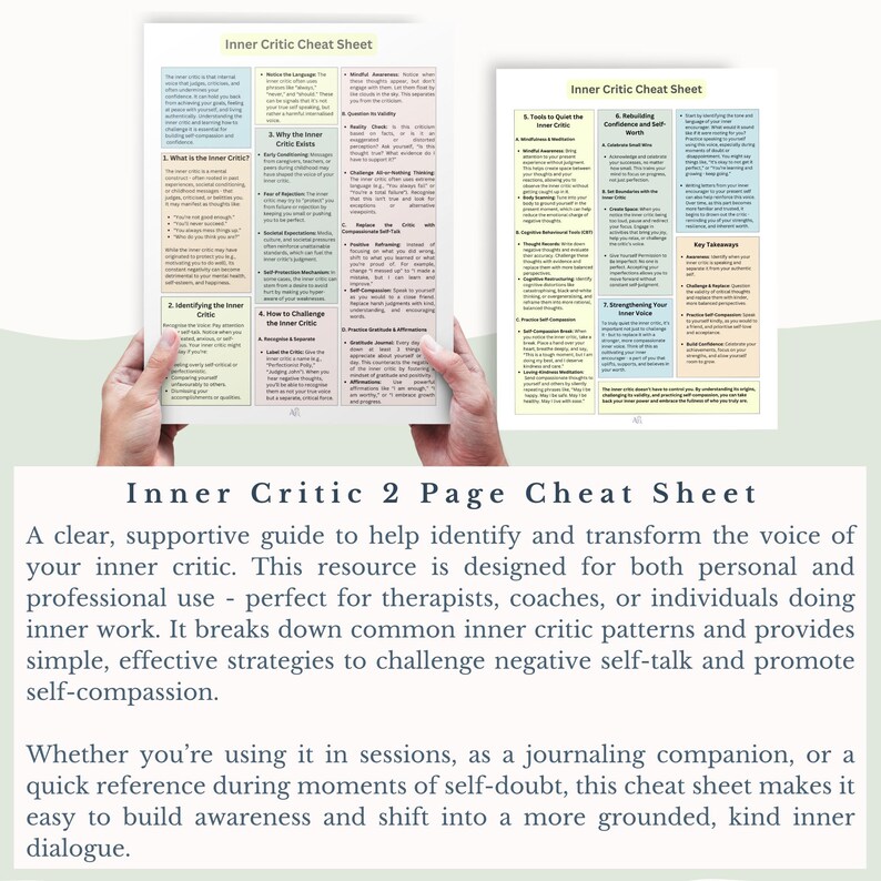Inner Critic Cheat Sheet PDF | Self-help Resource for Mental Health ...
