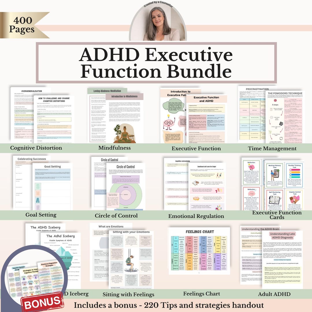 ADHD Executive Function Bundle, Focus & Organization Worksheets PDF ...