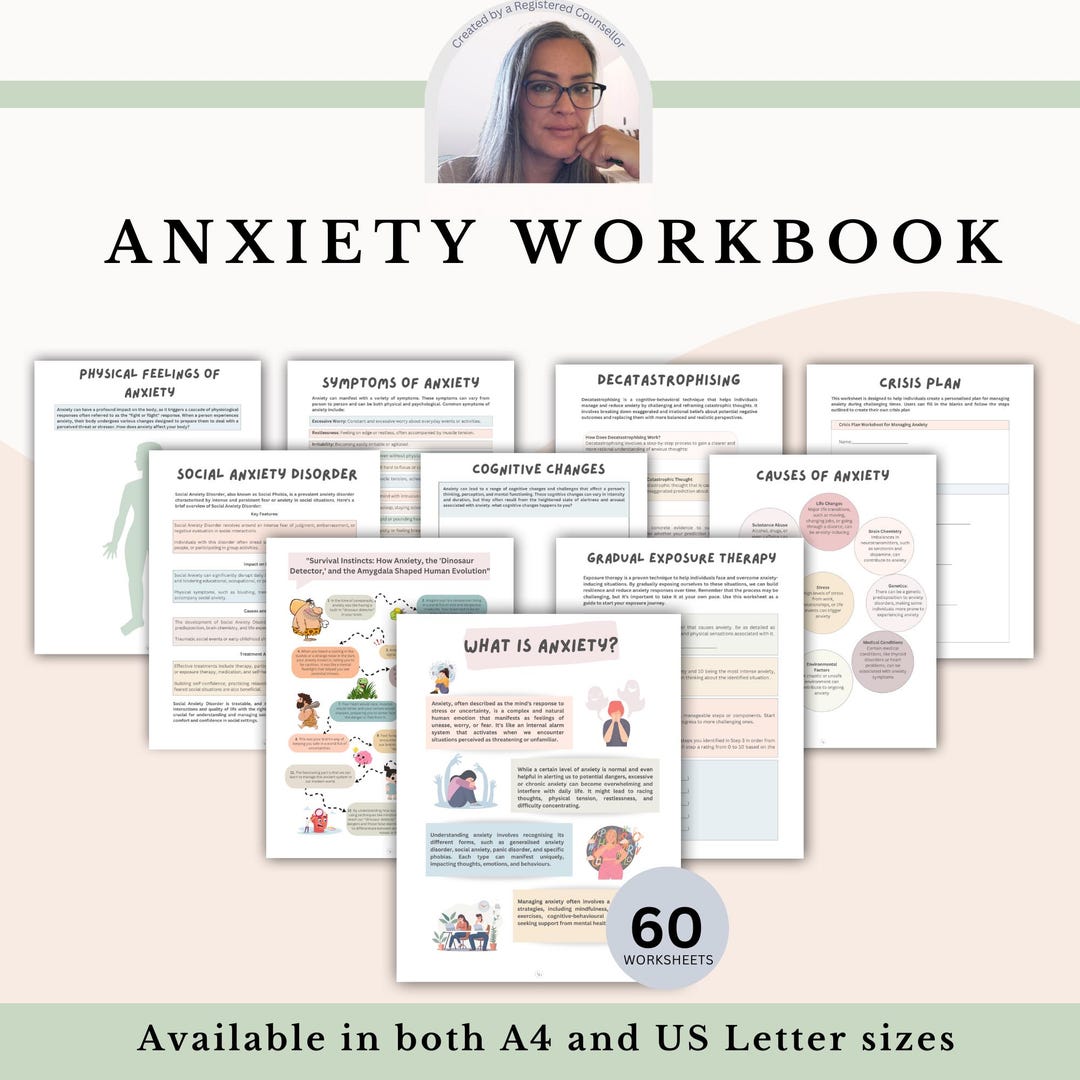 Anxiety Workbook: Therapy Worksheets for Worry, Coping Skills & Calm ...