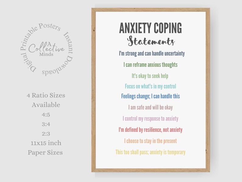 Anxiety Coping Strategies Poster / CBT / Therapy Poster / Anxiety ...
