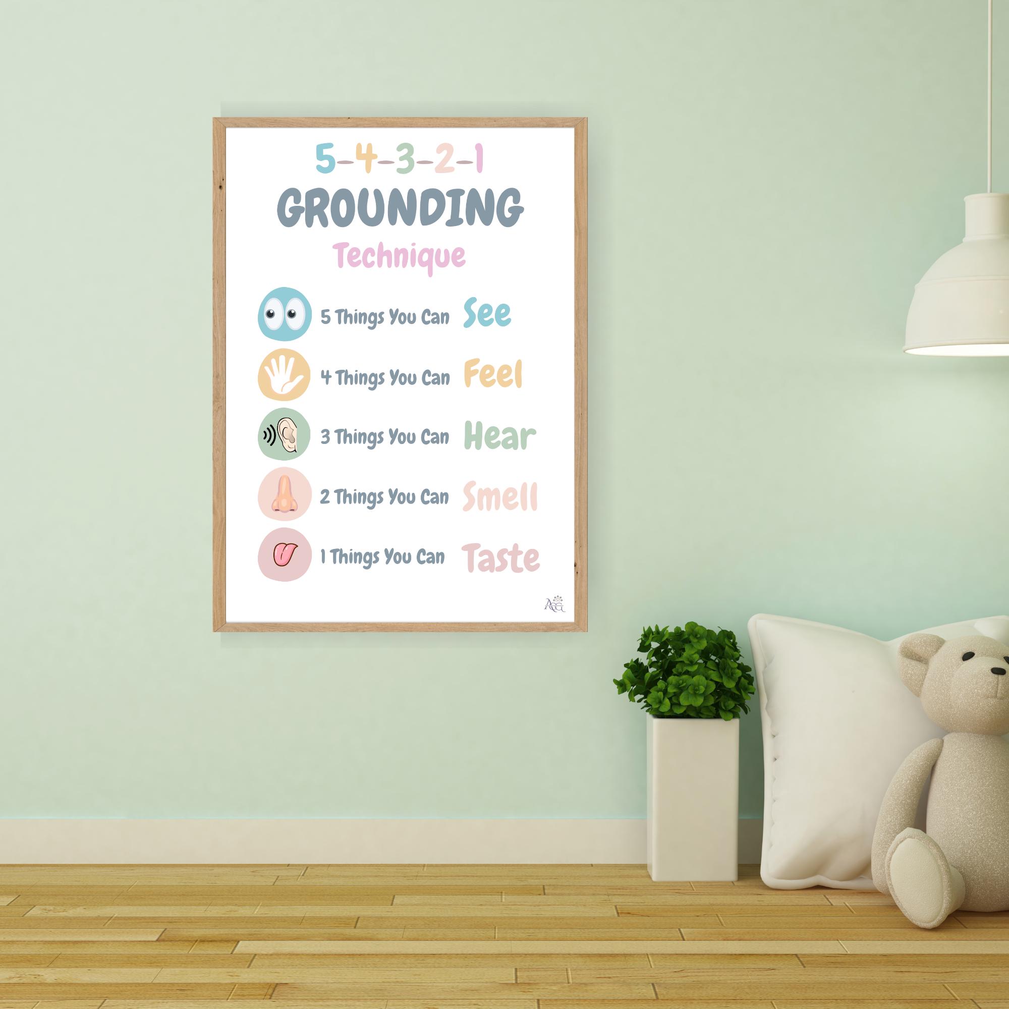 Grounding Poster; Kids Educational Wall Art 5 4 3 2 1, Counselling ...