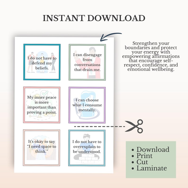 Boundary Affirmation Cards, Positive Affirmations for Healthy ...