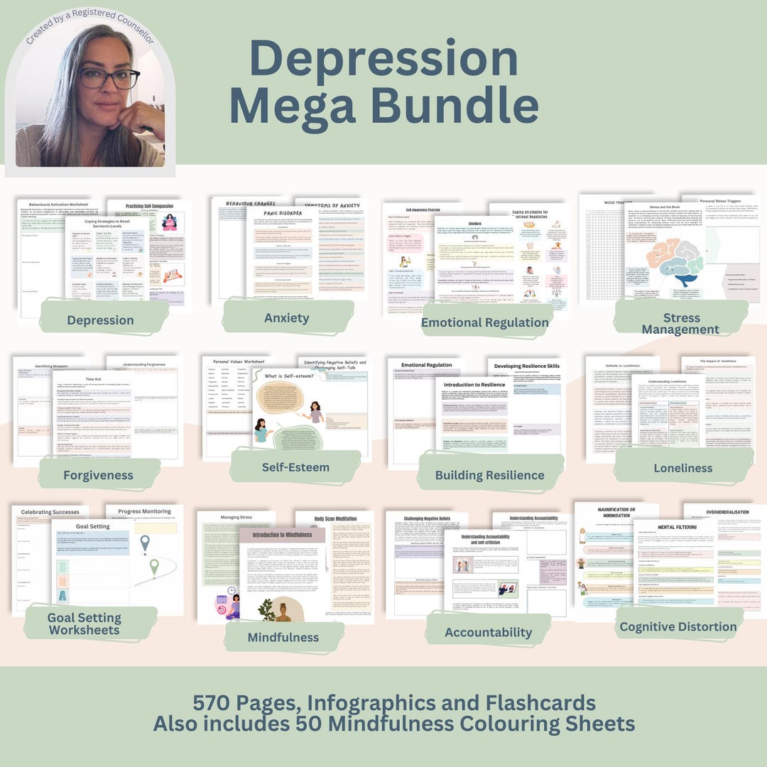 Depression Bundle: CBT Worksheets, Coping Skills & Mental Health ...
