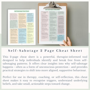 Self-sabotage Cheat Sheet: Easy 2-page Therapy Resource for Overcoming ...