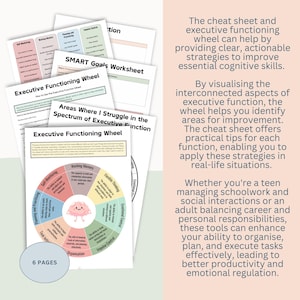 Executive Function Wheel Cheat Sheet for Adults & Teens, ADHD ...