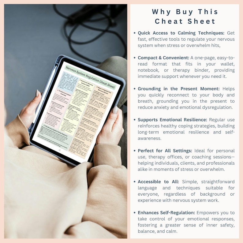 Nervous System Regulation Cheat Sheet: Stress Relief Tools (PDF) - Etsy