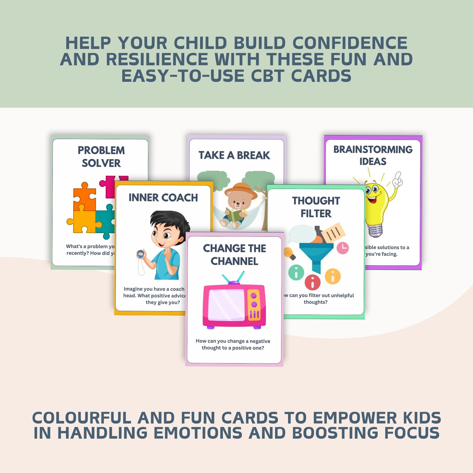 Kids Therapy Cards - Cognitive Behavioural Therapy Tools, Coping Skills ...
