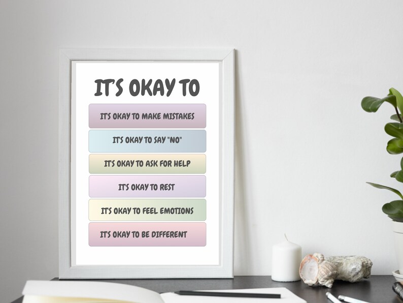 It's Okay to Poster / Growth Mindset Poster / Therapy Poster ...