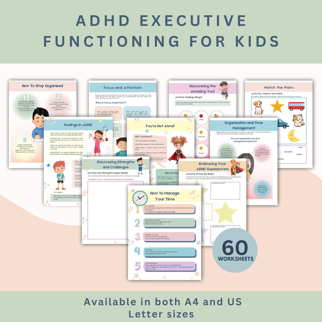 ADHD Workbook for Kids: Executive Function Skills, Therapy Activities ...