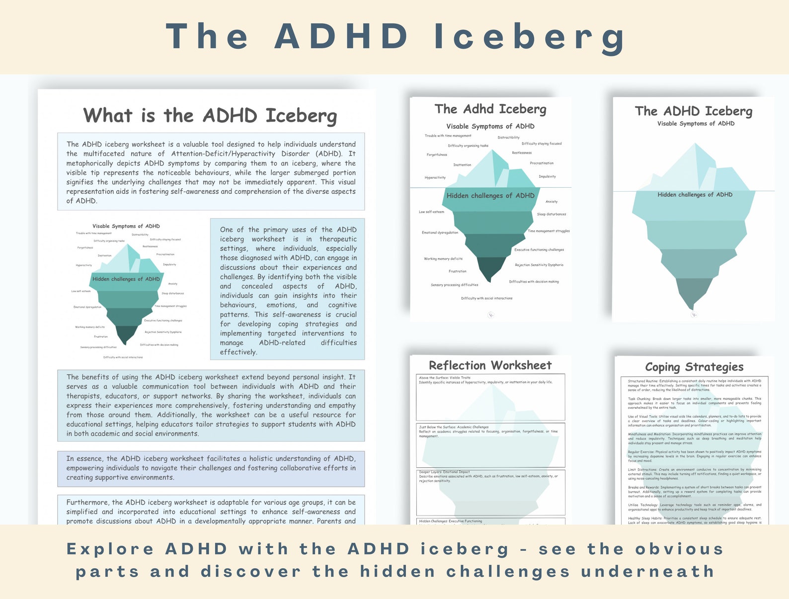 The ADHD Iceberg Worksheet / Attention Deficit Hyperactivity Disorder ...