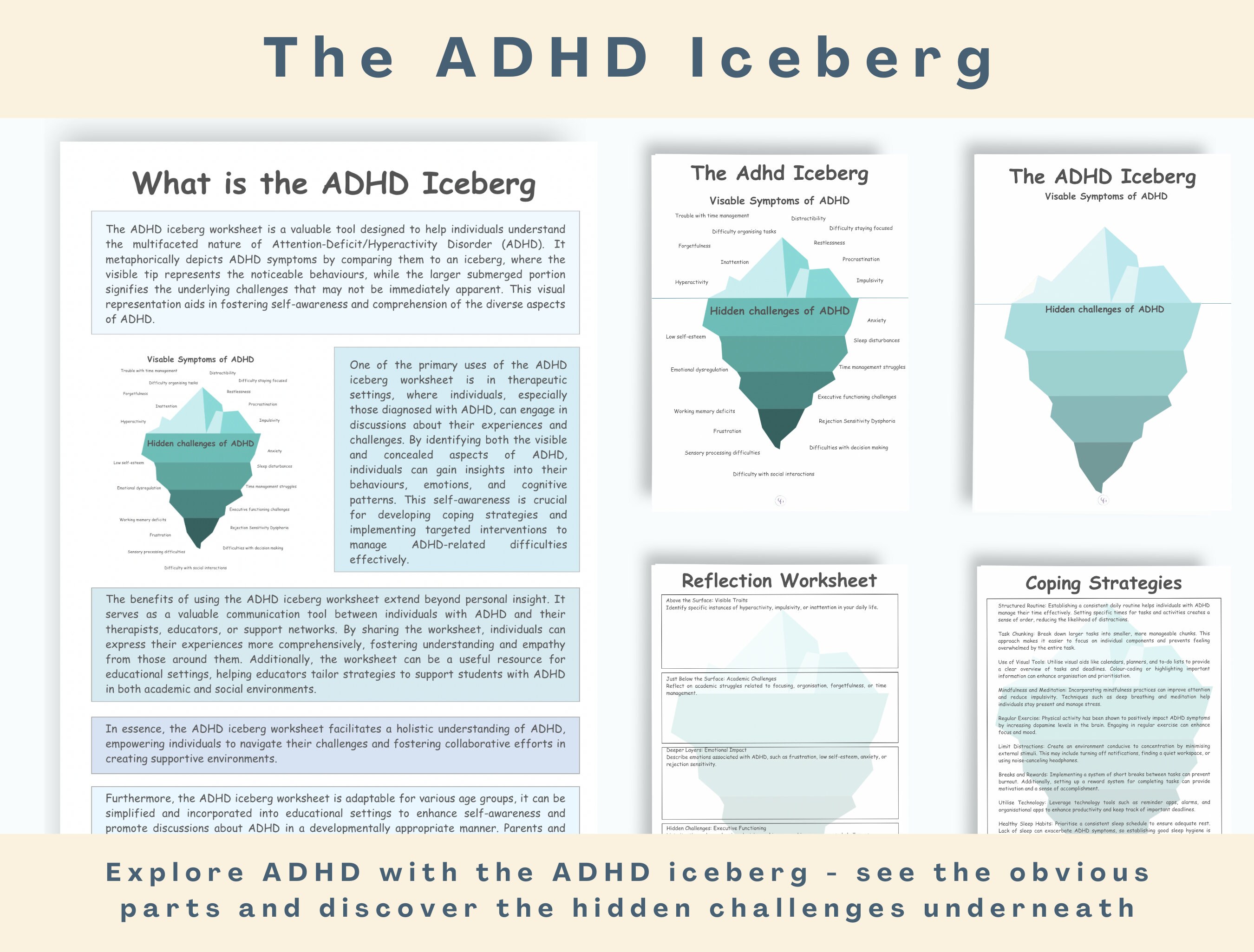 The ADHD Iceberg Worksheet / Attention Deficit Hyperactivity Disorder ...
