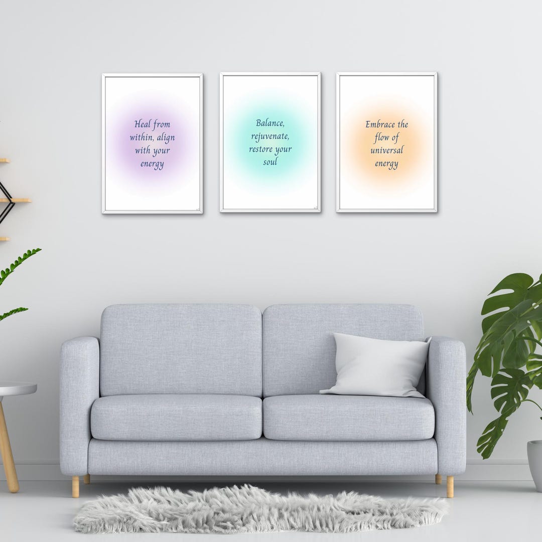 Set of 3 Soul & Energy Alignment Posters | Wall Art for Reiki Room and ...