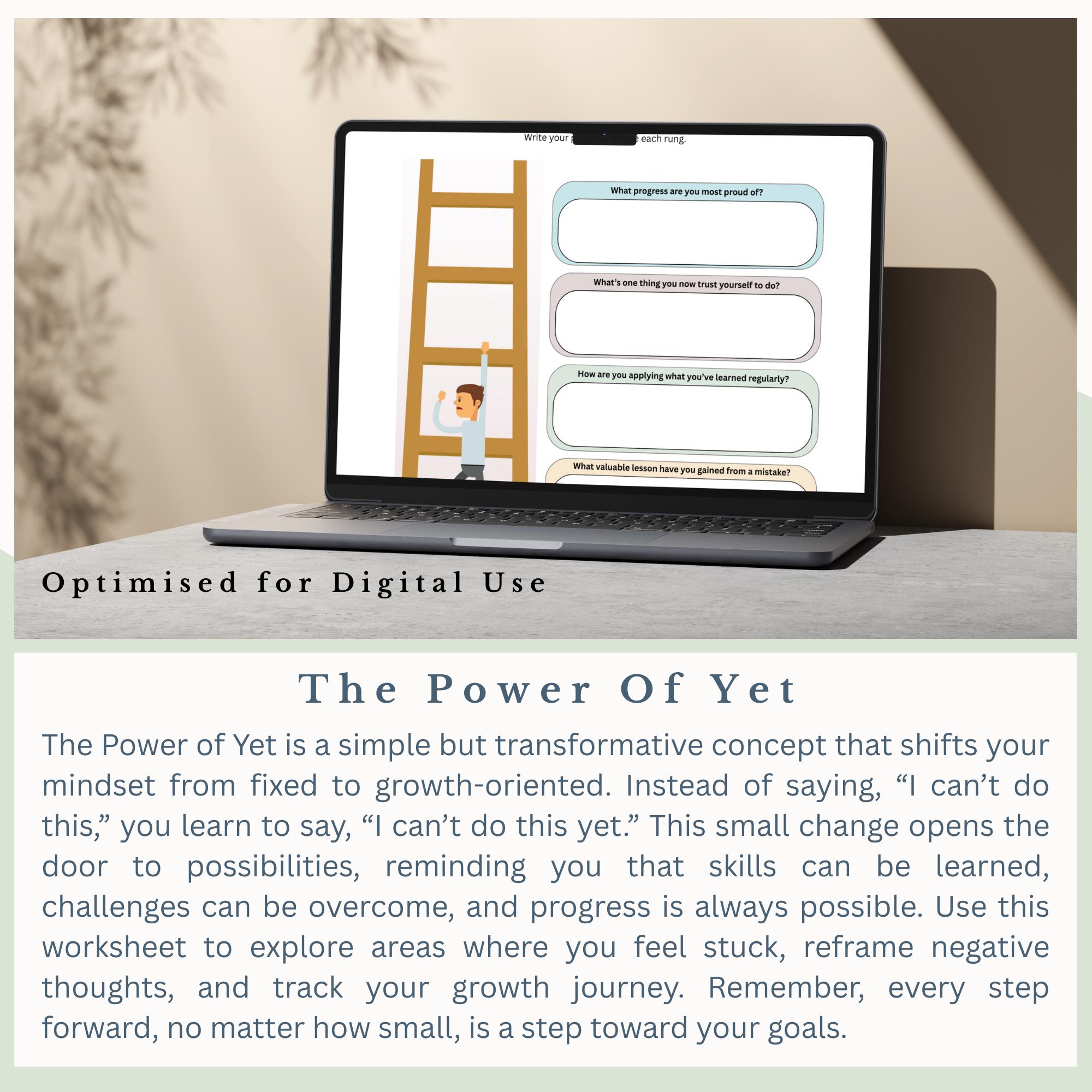 Growth Mindset Worksheet: the Power of Yet, Self Improvement (digital ...