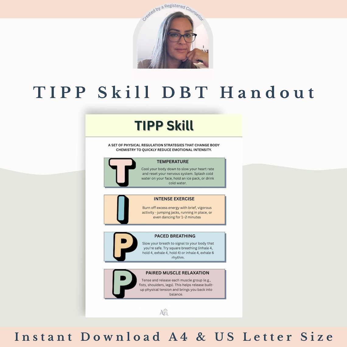 TIPP Skills Handout DBT Worksheet – Distress Tolerance Guide for ...