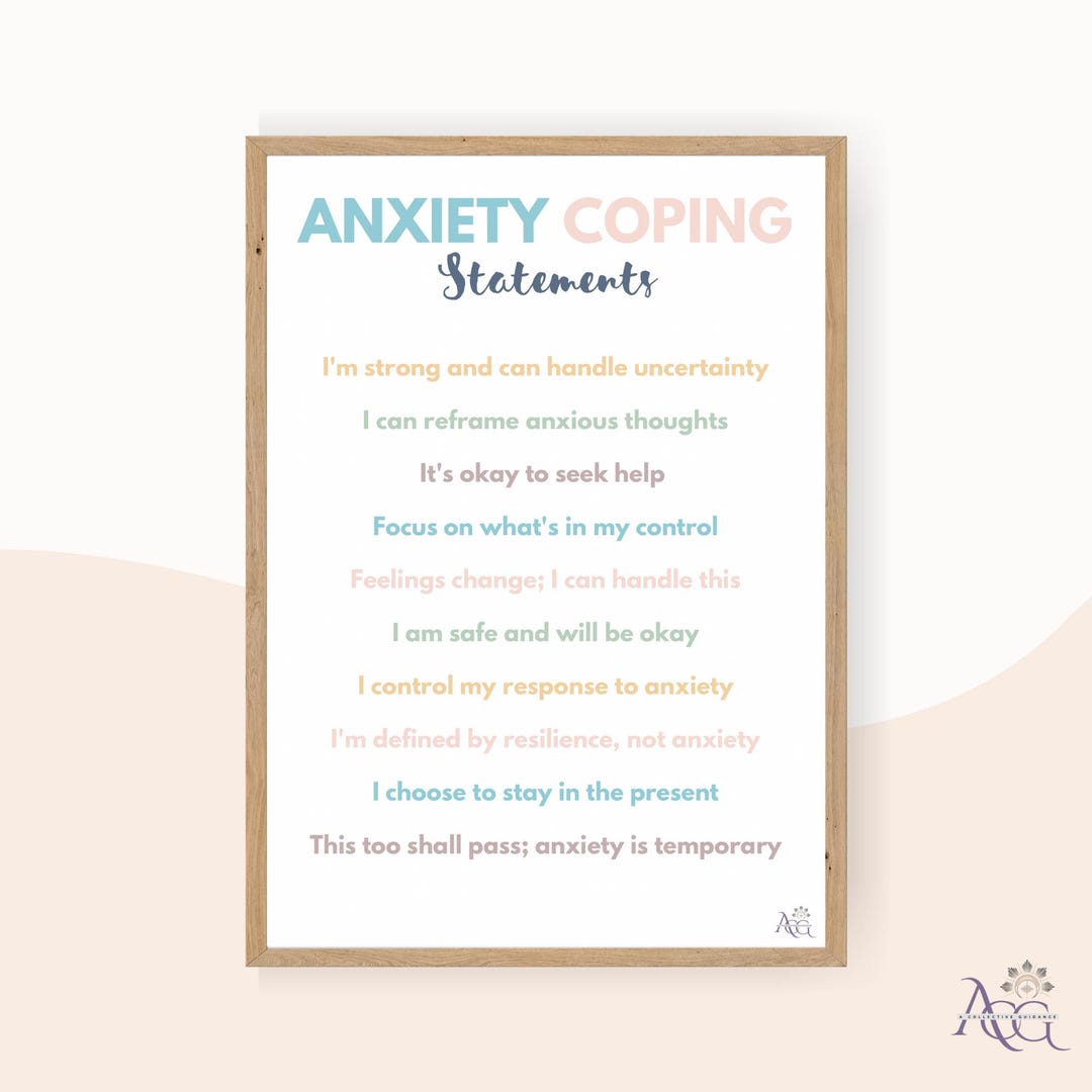 Anxiety Coping Statements Poster: Counseling Office Decor (digital ...