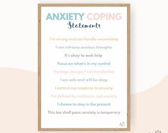 Anxiety Coping Statements Poster: Counseling Office Decor (digital ...
