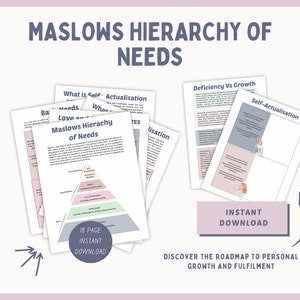 Hierarchy of Needs Worksheets: Self-actualisation, Therapy Tools, and ...