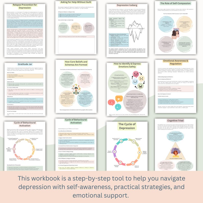 Depression Workbook: CBT Techniques, Therapy Worksheets & Mental Health ...