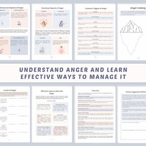 Understanding Anger Workbook, Anger Management Therapy Worksheets, CBT ...