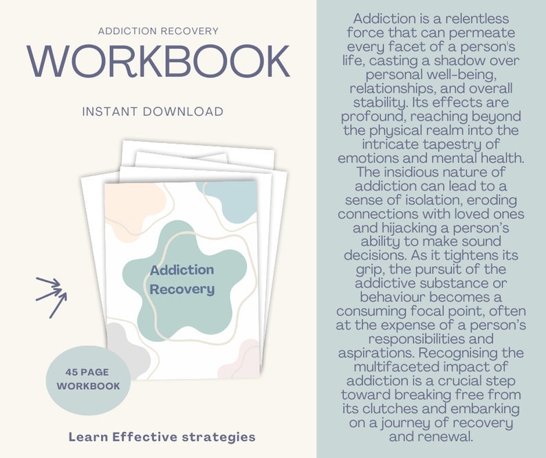 Addiction Recovery Workbook / Addiction Recovery for Adults / Therapy ...