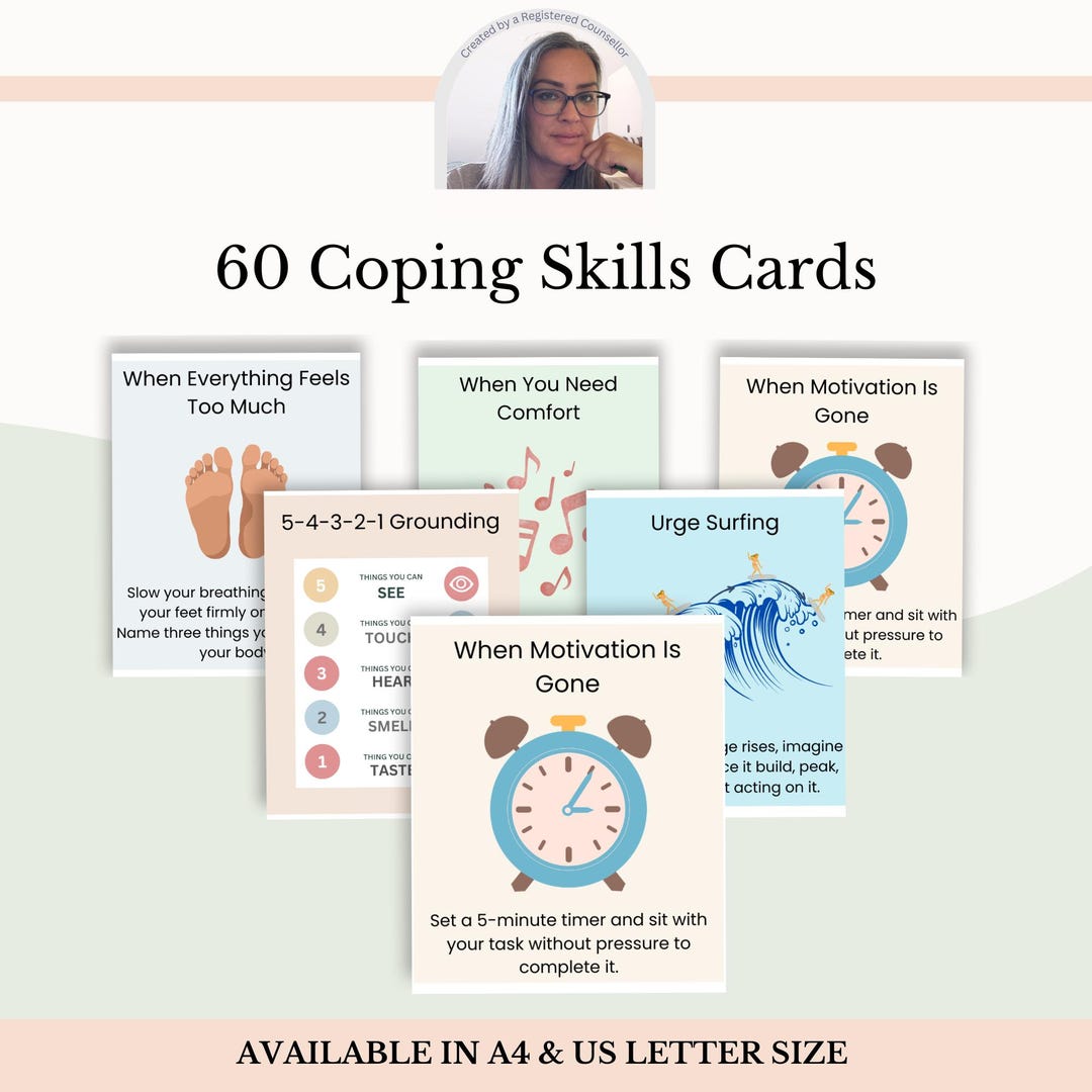 Coping Skills Cards, Emotional Regulation Anxiety Relief & Stress ...