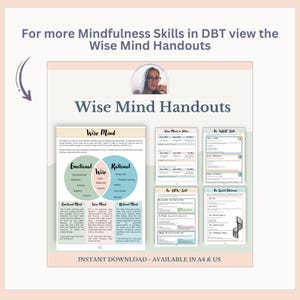 DBT Mindfulness Skills Worksheets & Handouts PDF Digital Download for ...