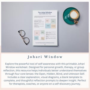 Johari Window Worksheet for Group Therapy & Counseling Resources ...