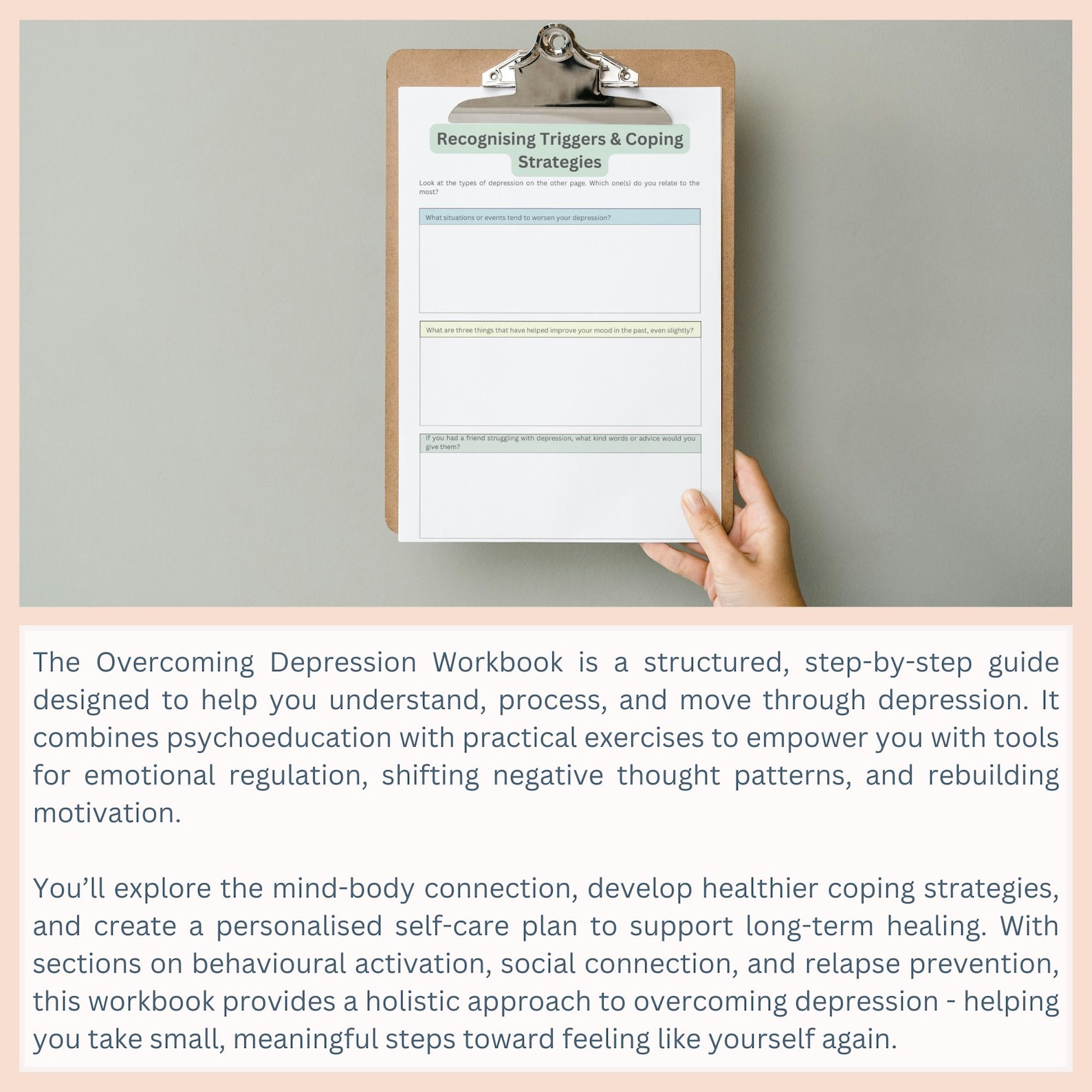 Depression Workbook: CBT Techniques, Therapy Worksheets & Mental Health ...