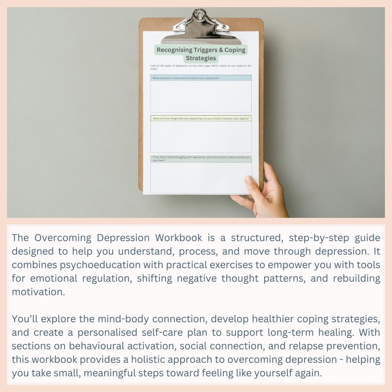 Depression Workbook: CBT Techniques, Therapy Worksheets & Mental Health ...