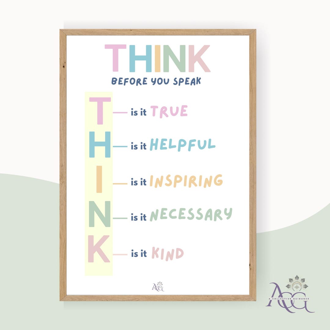 THINK Before You Speak Poster: Motivational Counseling Decor (digital ...