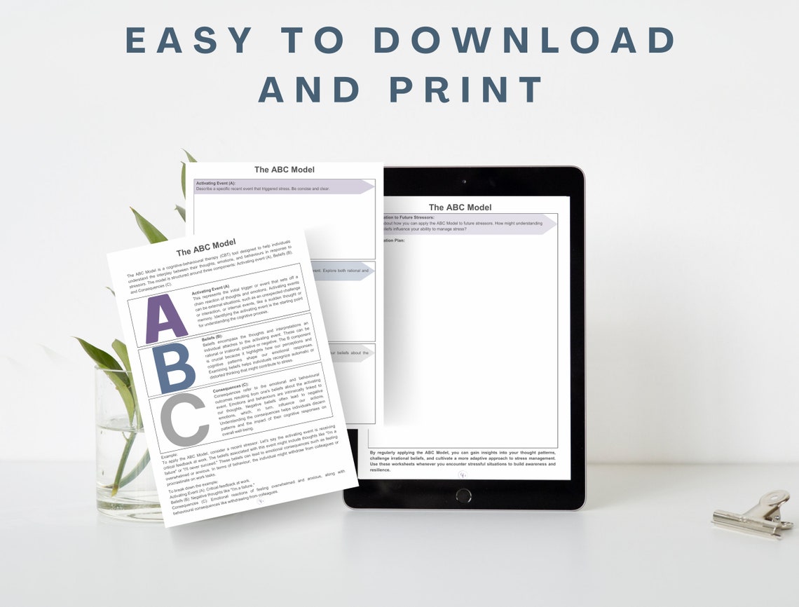 CBT Worksheets / ABC Model / Cognitive Behaviour Therapy / Therapy ...