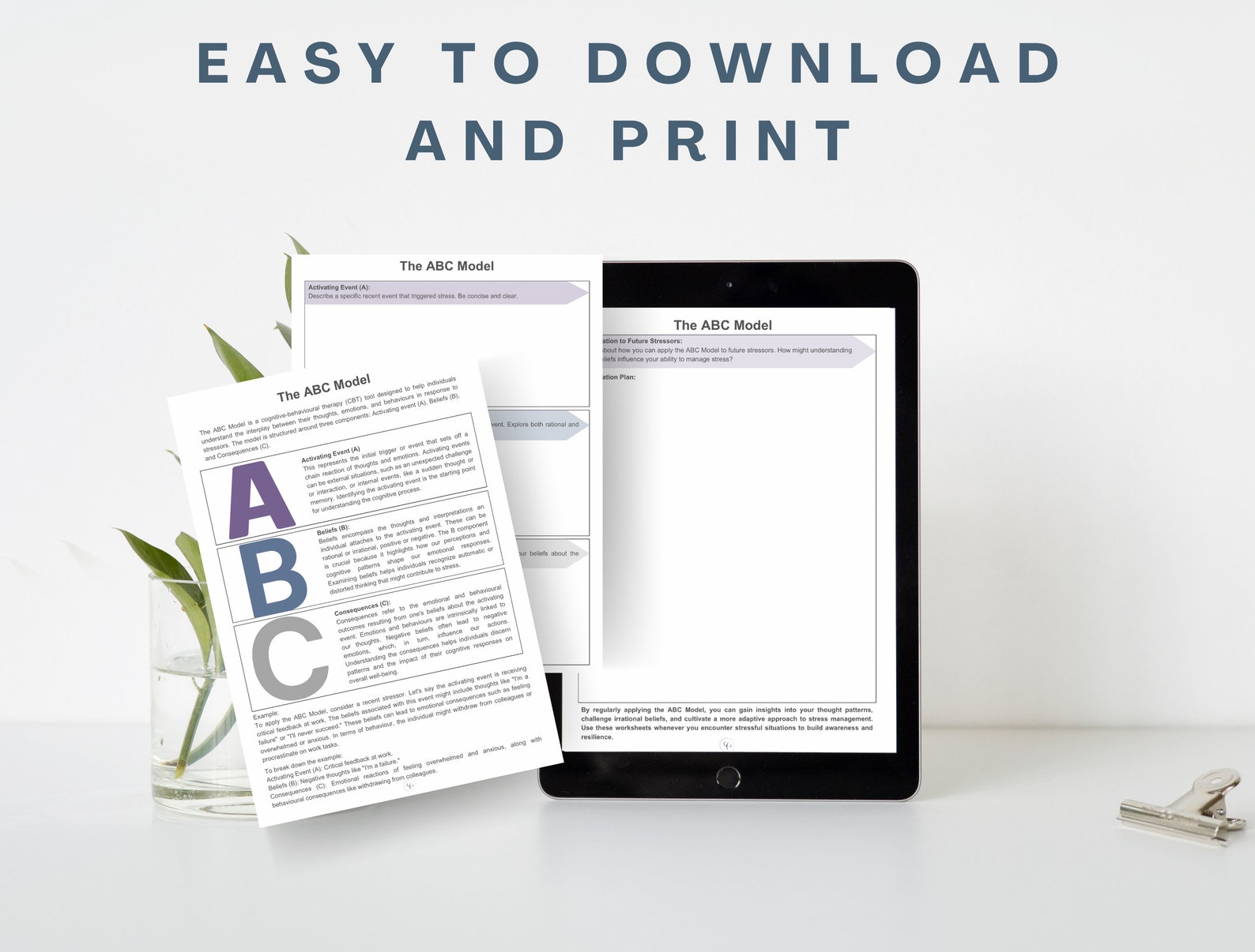 CBT Worksheets / ABC Model / Cognitive Behaviour Therapy / Therapy ...