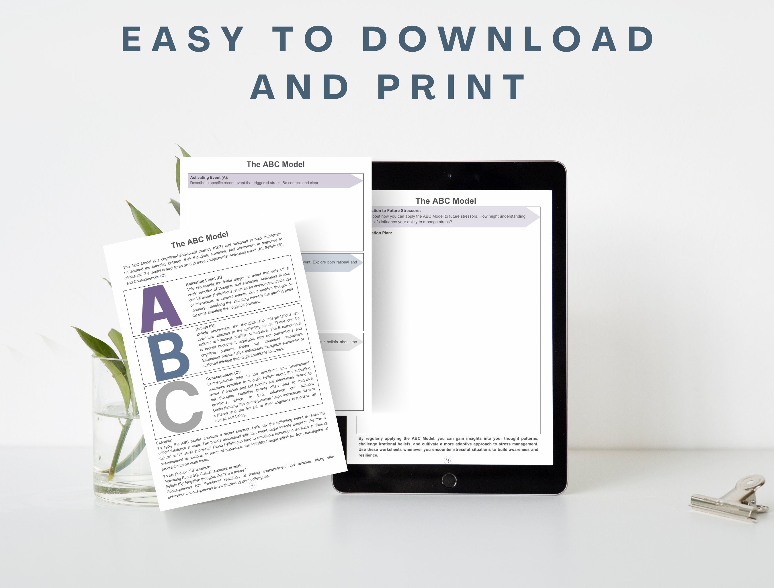 CBT Worksheets / ABC Model / Cognitive Behaviour Therapy / Therapy ...