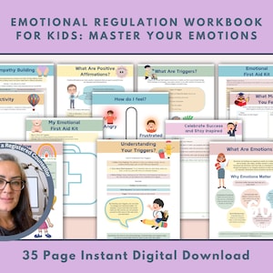 Emotional Regulation Workbook for Kids, Emotions Worksheets, Therapy ...
