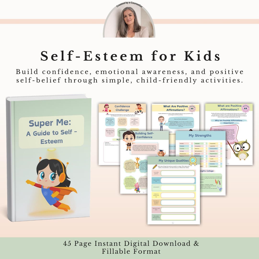 Self Esteem Workbook for Kids, Confidence Building Activities Emotional ...