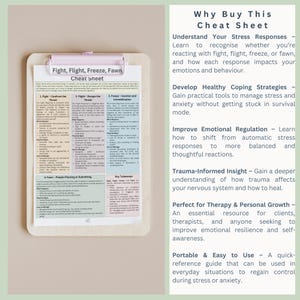 Trauma Response: Flight, Flight, Freeze and Fawn Cheat Sheet, Digital ...