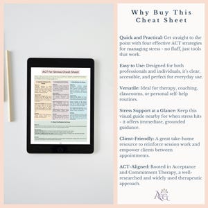 ACT for Stress Relief Cheat Sheet, One-page Counselling Resource ...