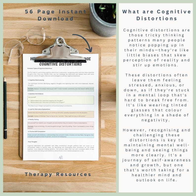 CBT Cognitive Distortions Worksheets, Unhelpful Thinking Styles ...