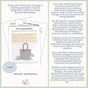 Stress Management Therapy Worksheets | the Leaky Bucket CBT Worksheet ...