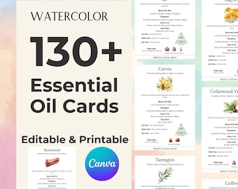 62 Essential Oil Cards Printable Aromatherapy Card Collection, Editable ...