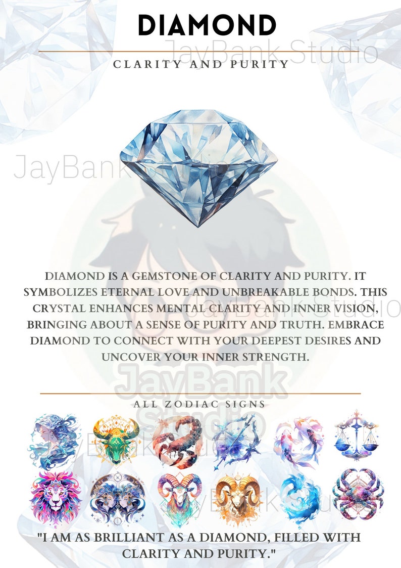 100 Crystal Cards Watercolor Gem Printable Cards Fully - Etsy