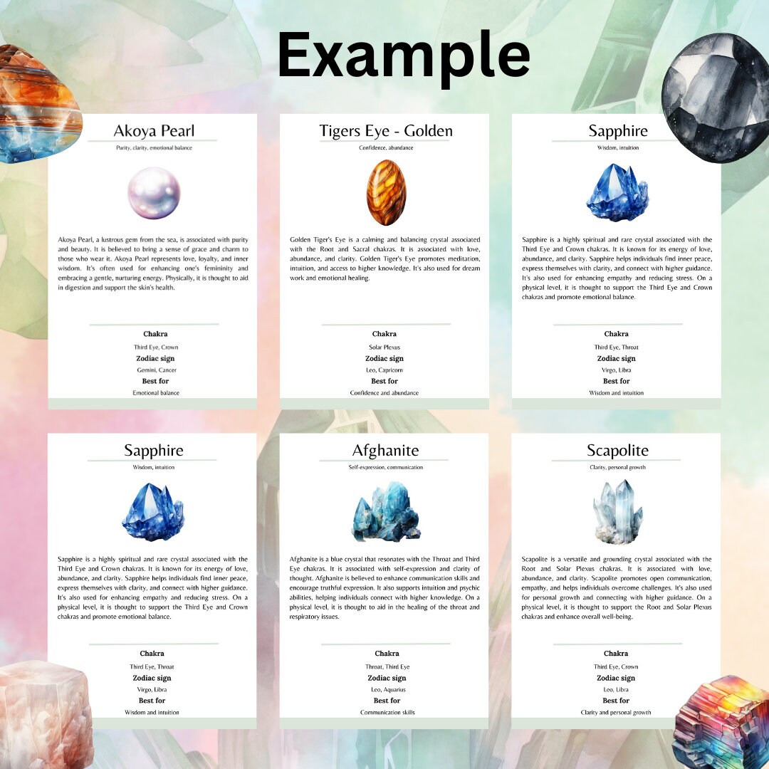 500 Crystal Cards Watercolor Fully Editable in Canva : Digital Download ...