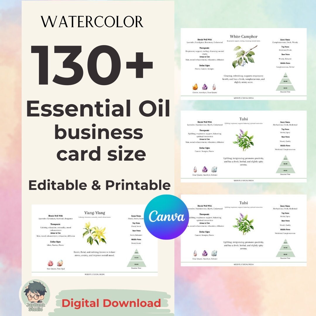 130+ Essential Oil Business Card Size Watercolor Fully Editable in ...