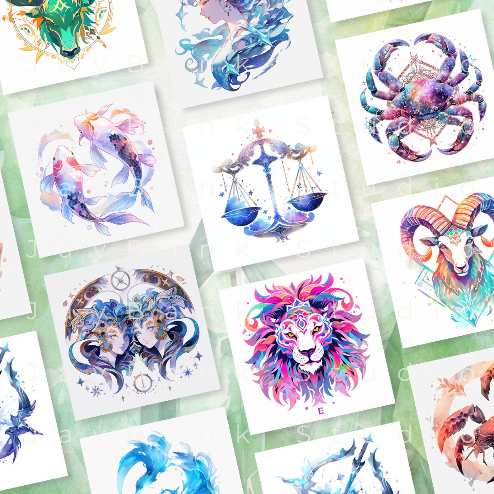 100 Crystal Cards Watercolor Gem Printable Cards Fully - Etsy