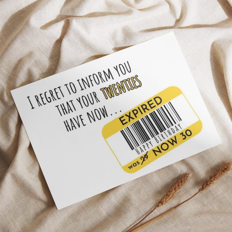 Funny 30th Birthday Card Funny Birthday Card Twenties Have Now Expired ...