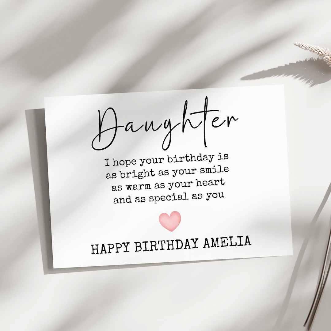 Personalized Daughter Birthday Card, Special Daughter Birthday Card ...