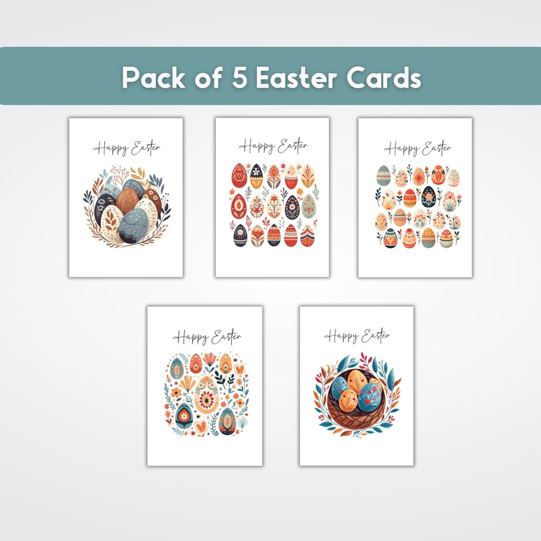 Easter Cards, Pack of Easter Cards, Spring Floral Cards, Folkart Easter ...