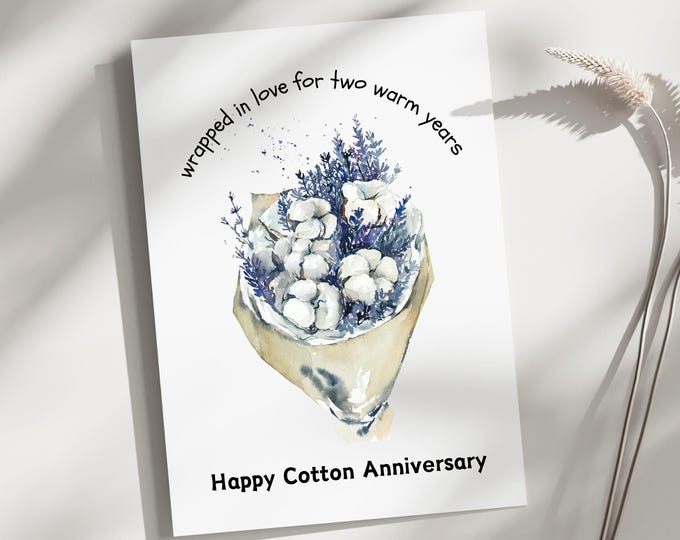2nd Anniversary Card Stiched With Love 2 Years Strong Happy Cotton Cute ...