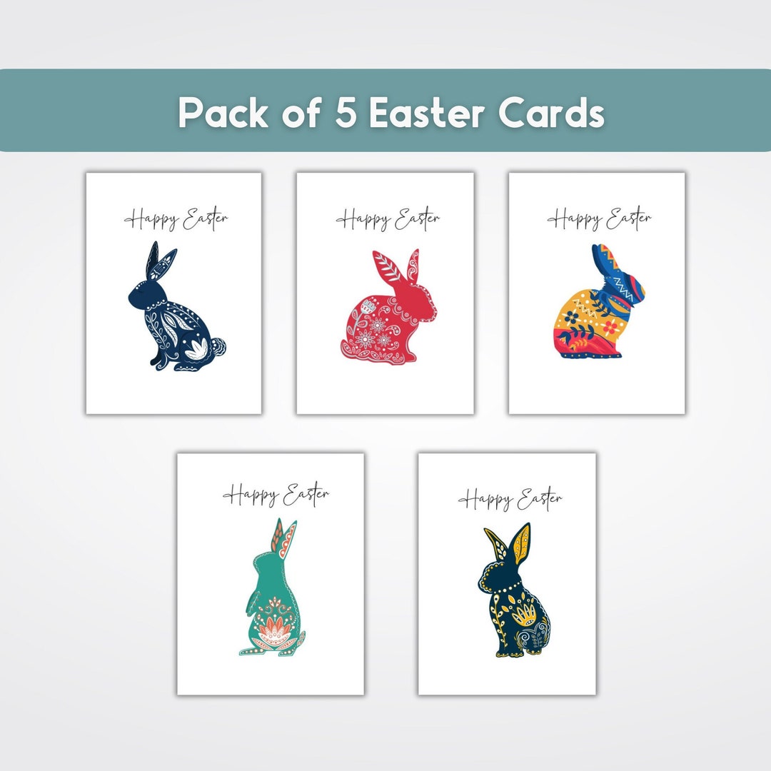 Easter Cards, Pack of Easter Cards, Spring Floral Cards, Folkart Happy ...