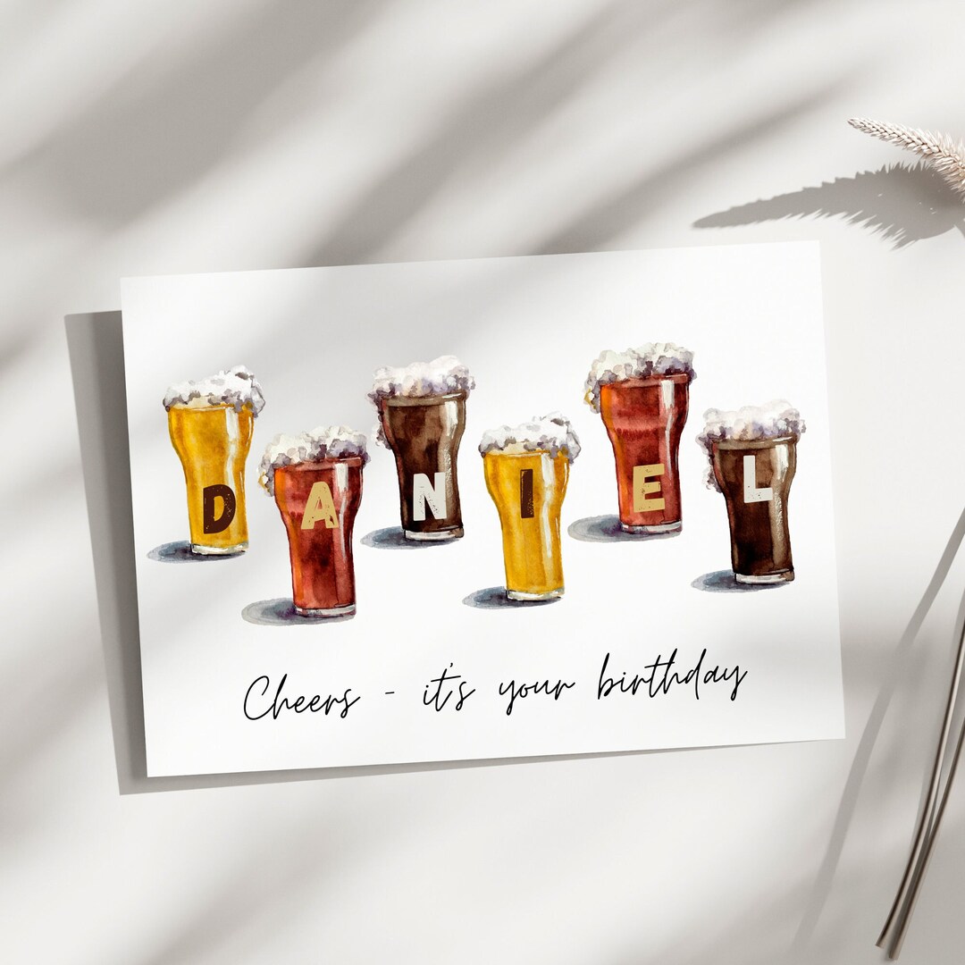 Personalized Beer Name Card, Beer Card for Dad, Son, Friend, Larger ...